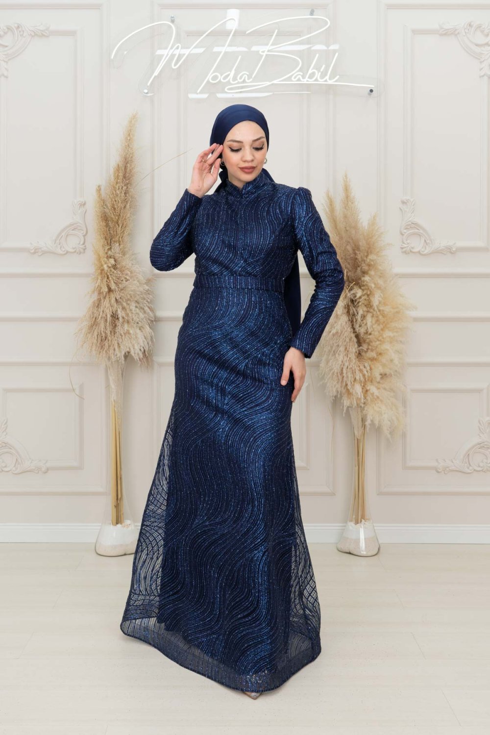 Delta Sim Detay Alt Gren Tesettür Balık Abiye Lacivert Modelleri En ...